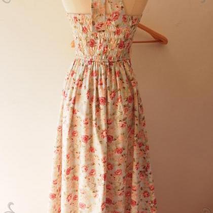 Floral Maxi Dress Cocktail Prom Blue Floral Bridesmaid Dress Rustic ...